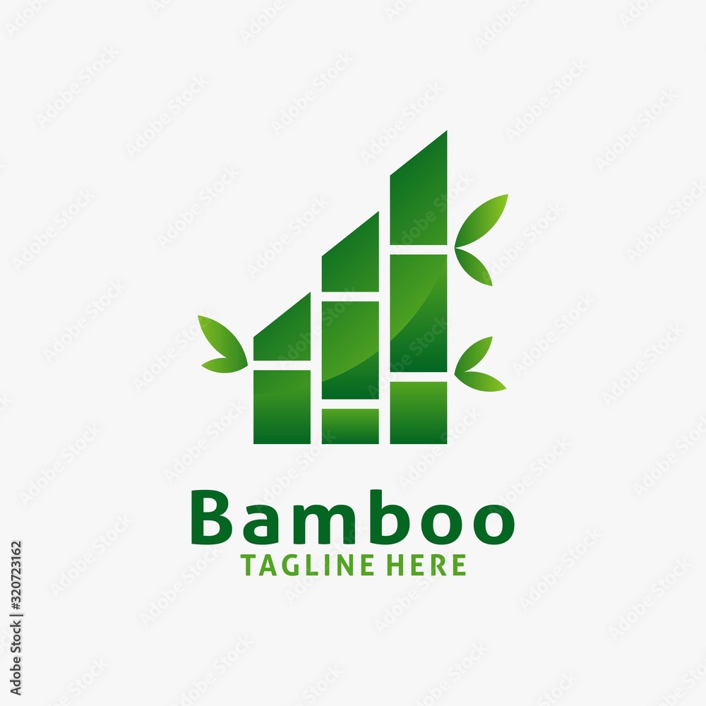 Green bamboo logo design Stock Vector | Adobe Stock