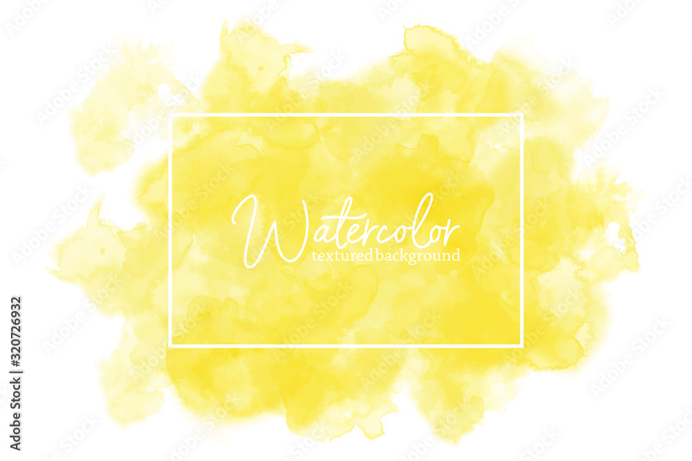 abstract yellow water color splash on white background. hand drawn ...