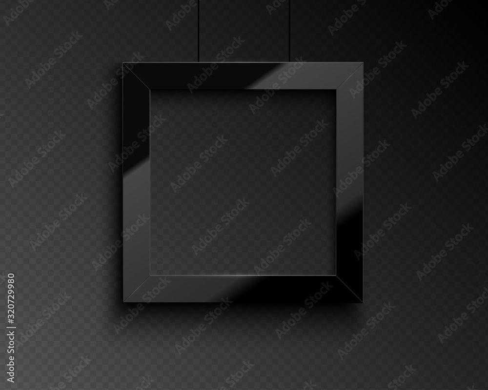 Vector square glossy luxury black frame. Border for photo, picture ...