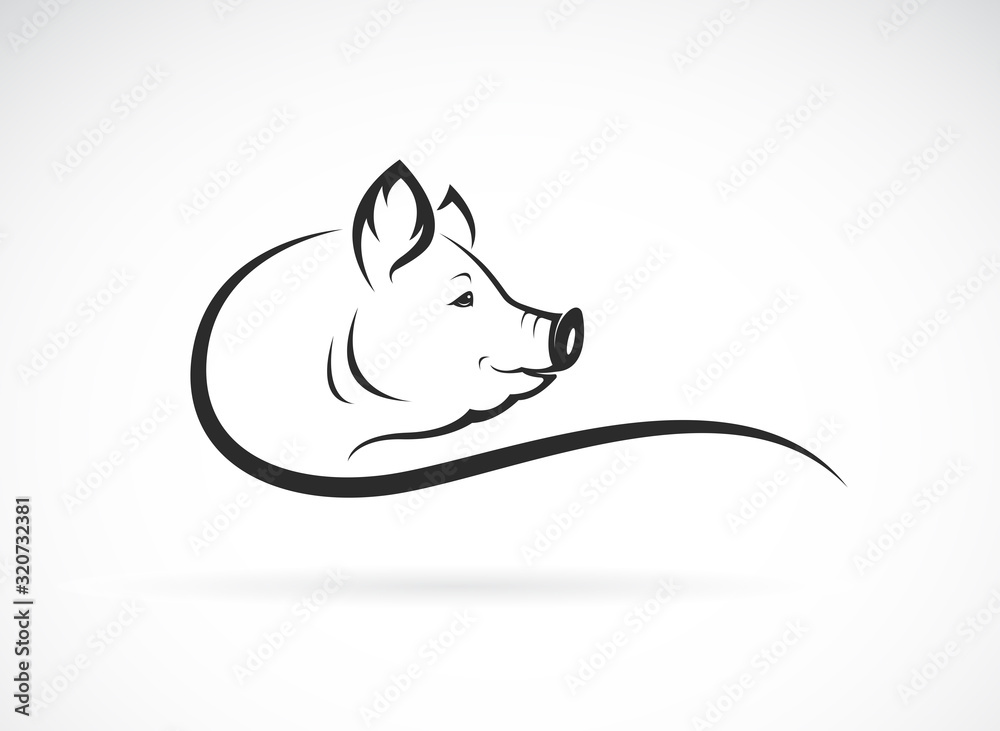 Vector of a pig head design on white background. Farm animals. Pig head ...