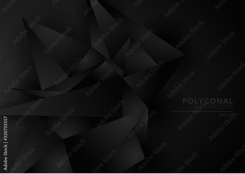 Abstract black geometric polygonal form background with space for your ...