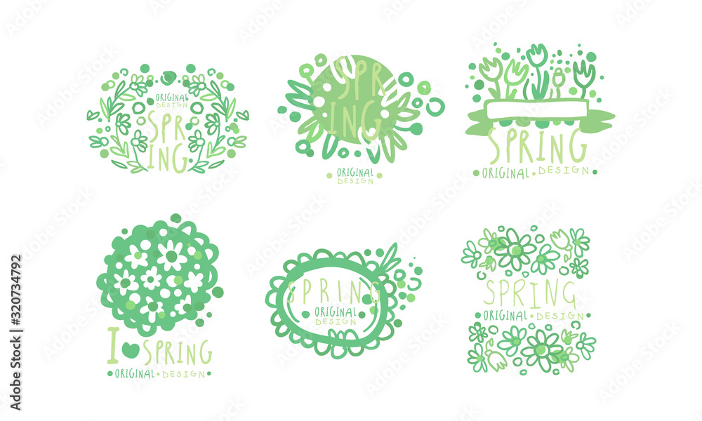Spring Logo Templates Original Design Collection, I love Spring Green ...
