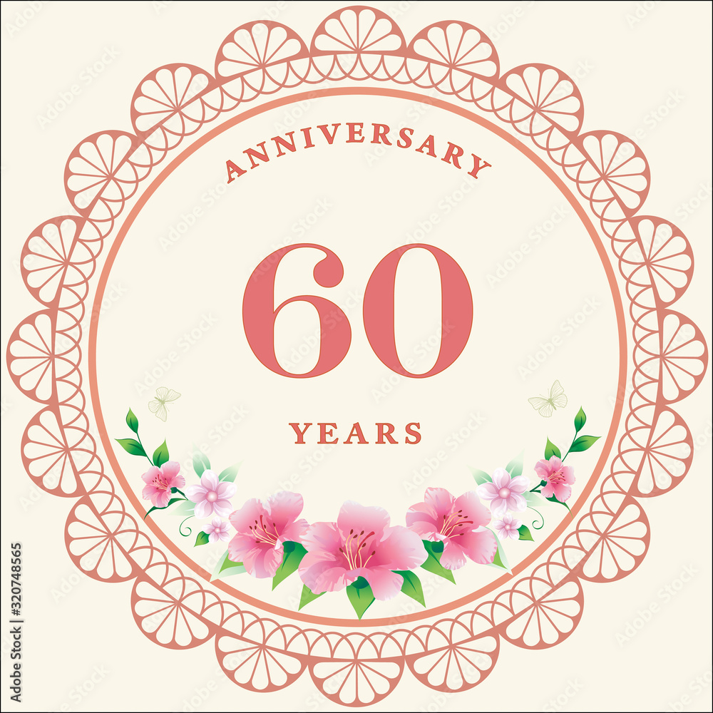 60th years anniversary, birthday card. Vector design background with ...