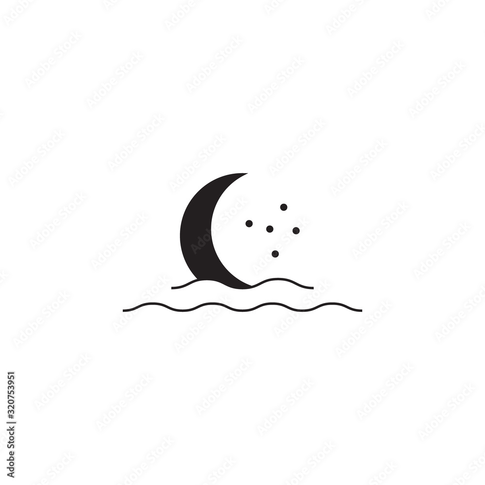 Night moon logo design template. Make from line and black color Stock ...