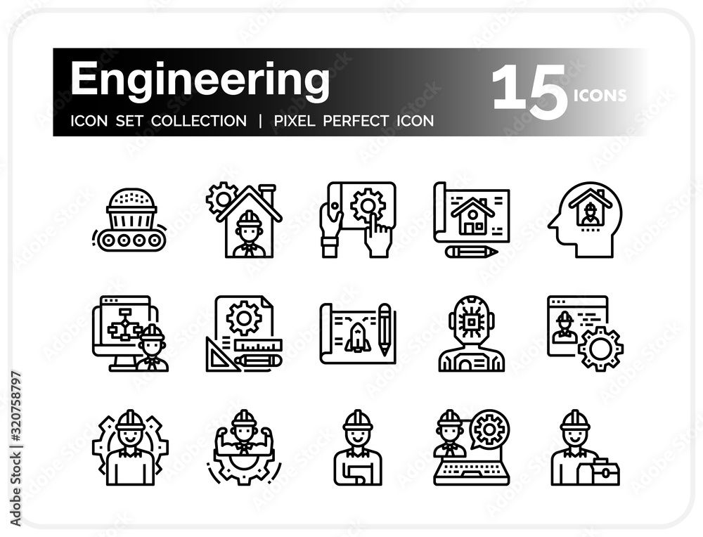Engineering Icons Set. UI Pixel Perfect Well-crafted Vector Thin Line ...