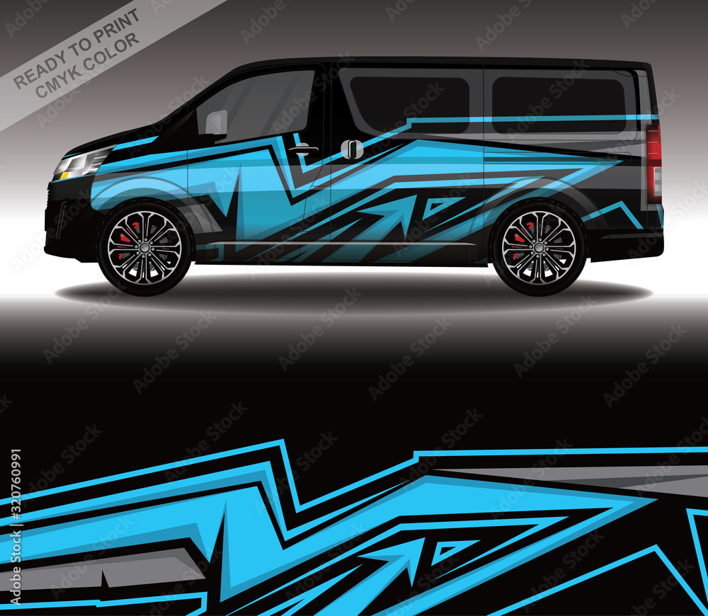 Vetor de Car wrap decal design vector, custom livery race rally car ...