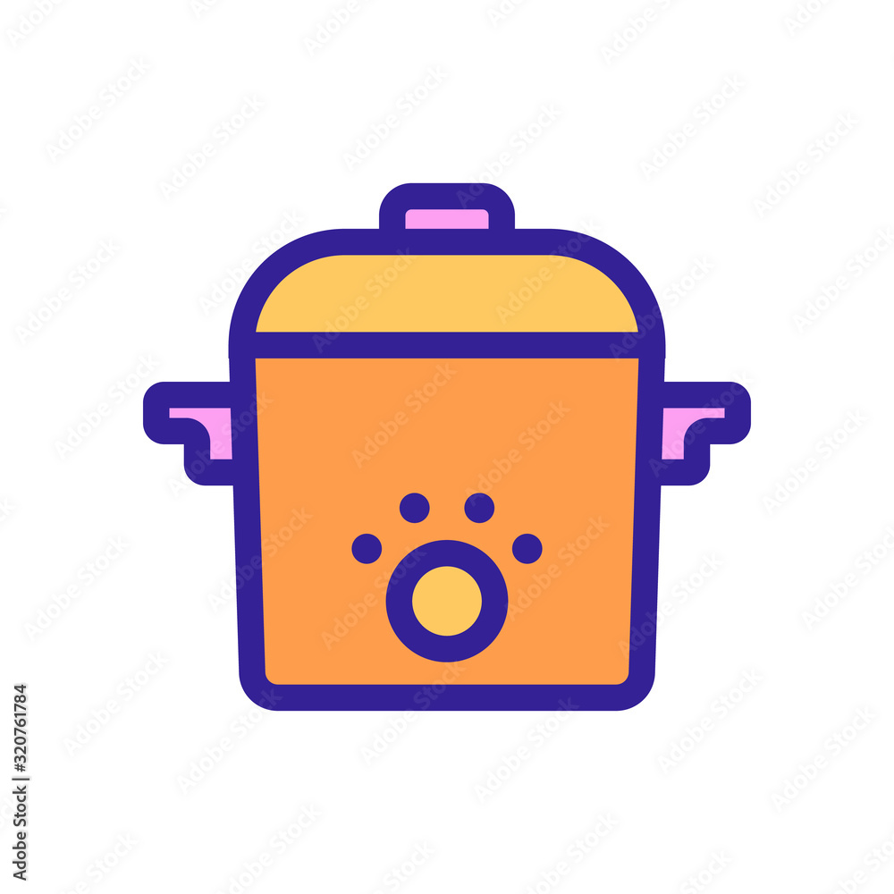 Slow cooker icon vector. A thin line sign. Isolated contour symbol ...
