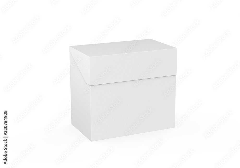 White rectangular box on isolated white background, closed white tea ...