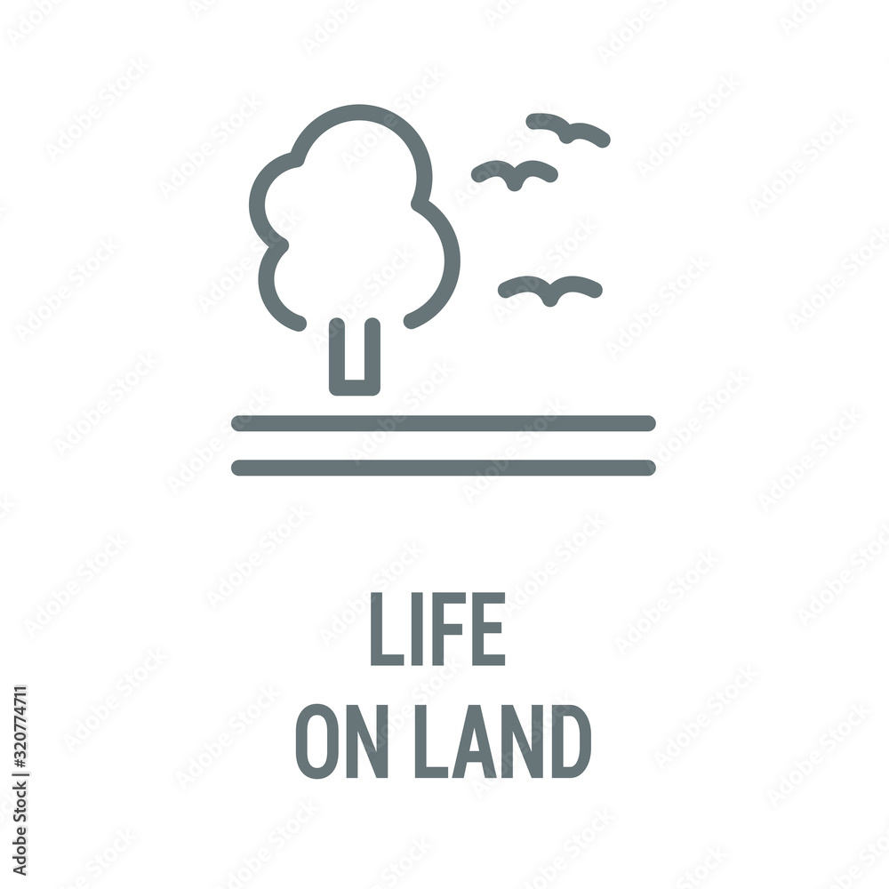 Life on land black icon. Corporate social responsibility. Sustainable ...