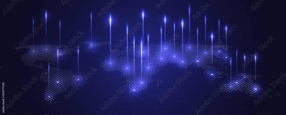 Digital earth concept, smart city and communication network concept ...