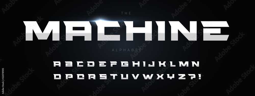 Iron letters set. Bold headline heavy metal style alphabet. Font for ...