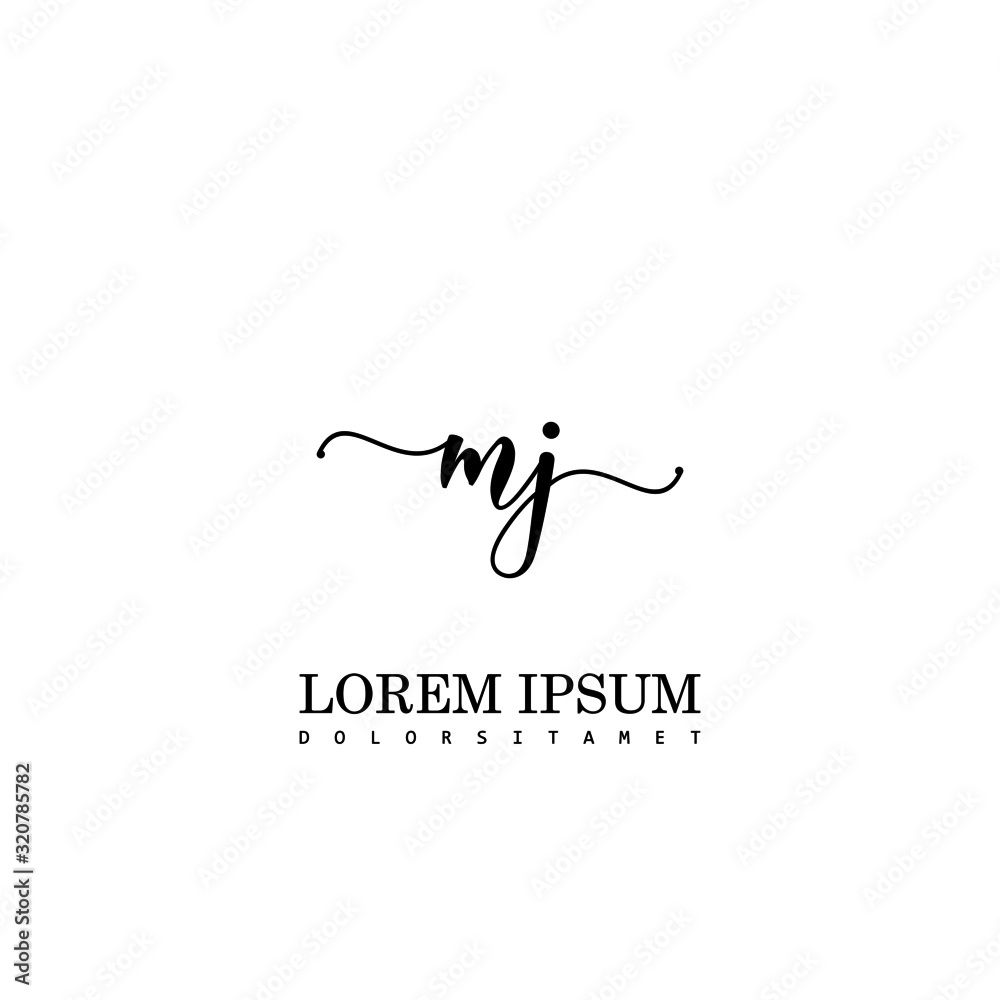 MJ Initial Handwriting Template Design Stock Vector | Adobe Stock