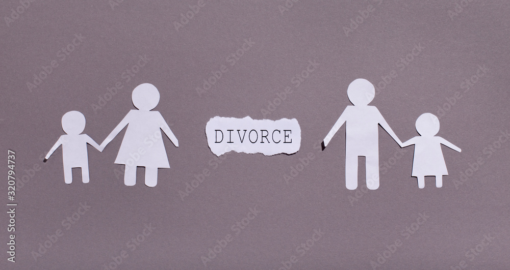 Family divorcing and separating children on gray Stock Photo | Adobe Stock