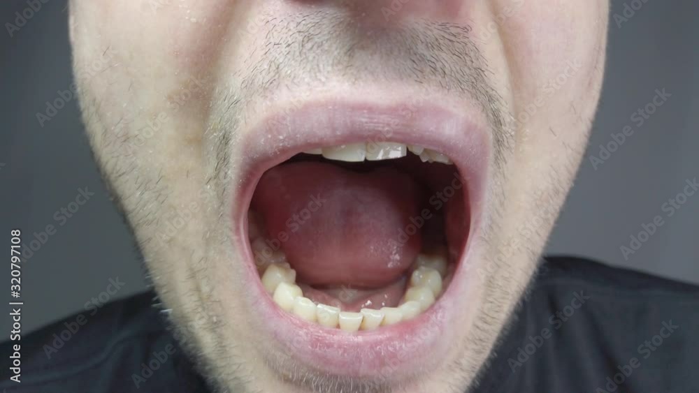Close-up of men's mouth, different variants of facial expressions Stock ...