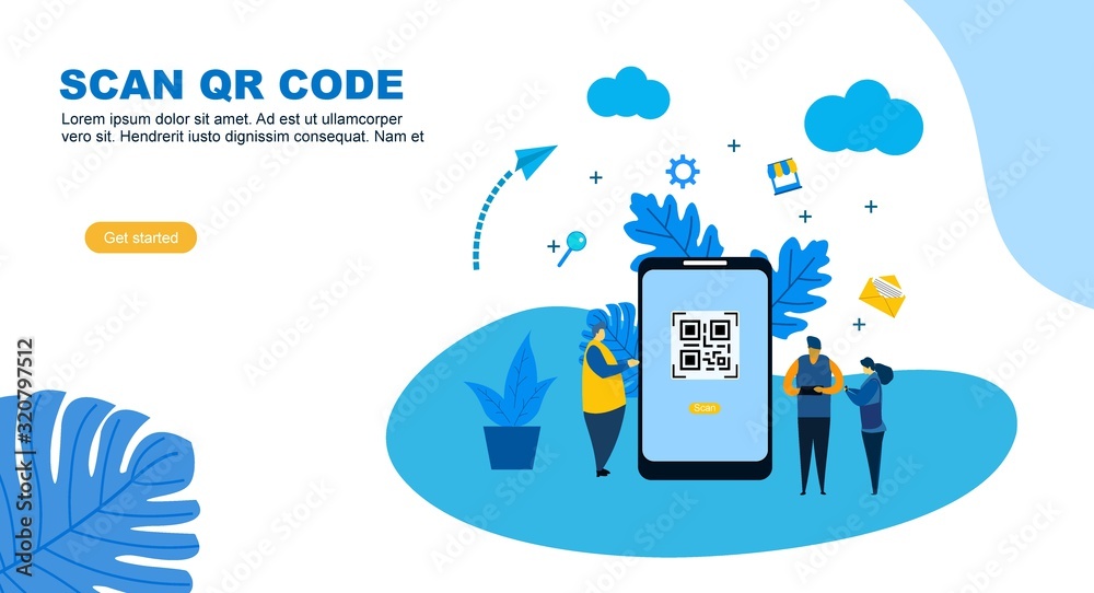 QR code scanning vector illustration concept.flat design. Stock Vector ...