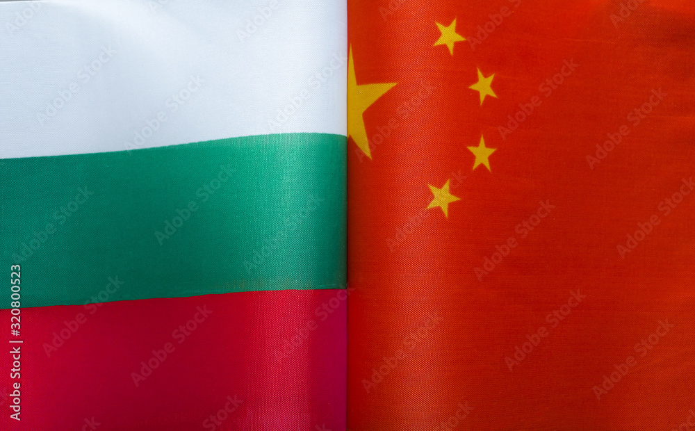 fragments of national flags of the Republic of Bulgaria and China in ...