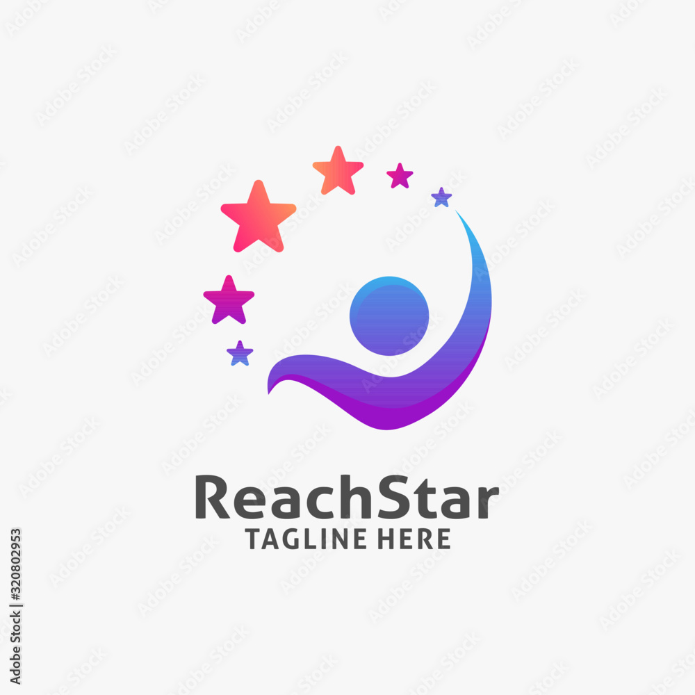 Reaching star logo design Stock Vector | Adobe Stock