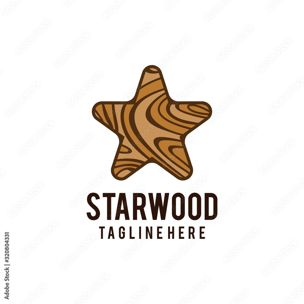 wood star logo design. abstract wood lines and star vector illustration ...
