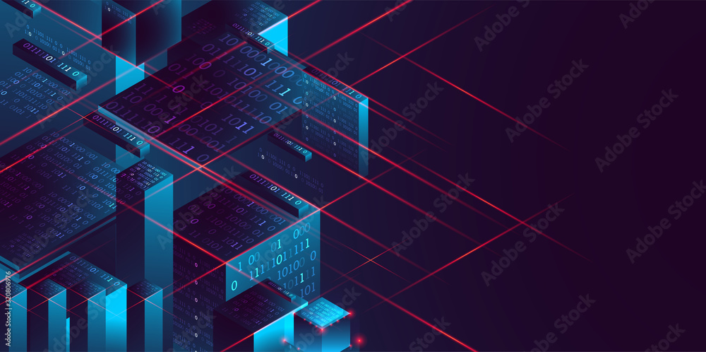 Isometric big data flow processing concept, database. Abstract ...