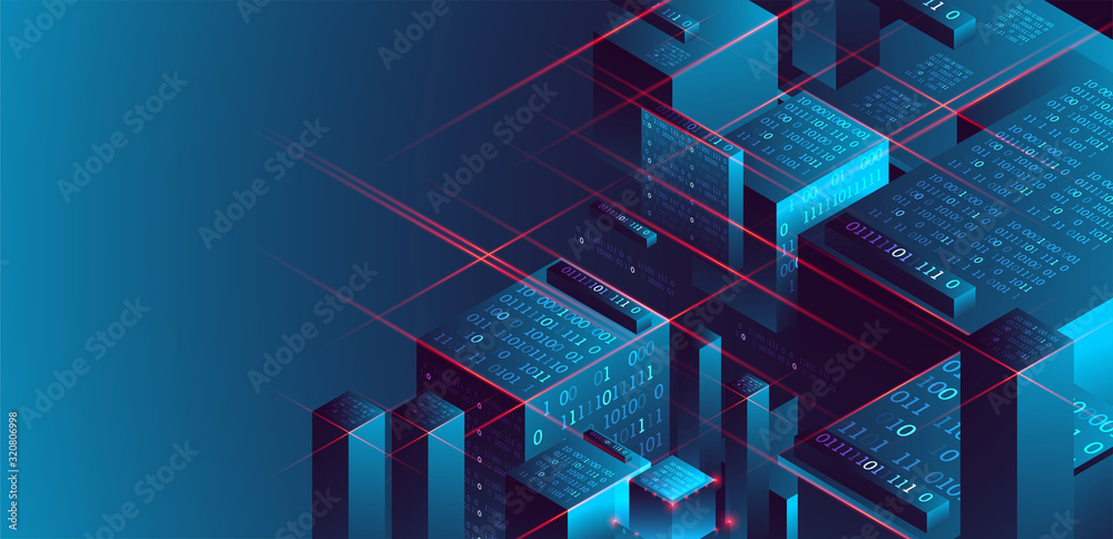 Isometric big data flow processing concept, database. Abstract ...