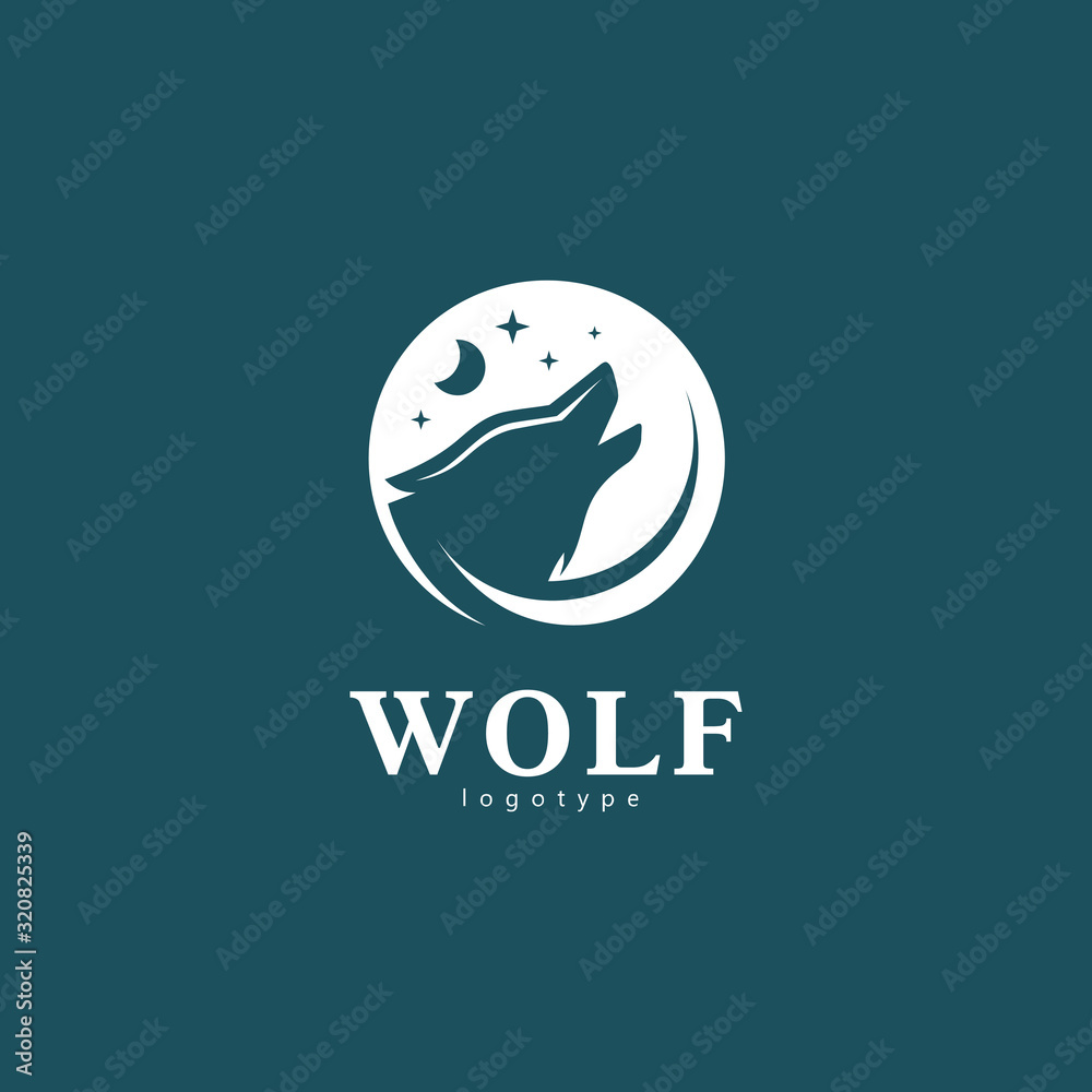 Wolf logo white color Stock Vector | Adobe Stock