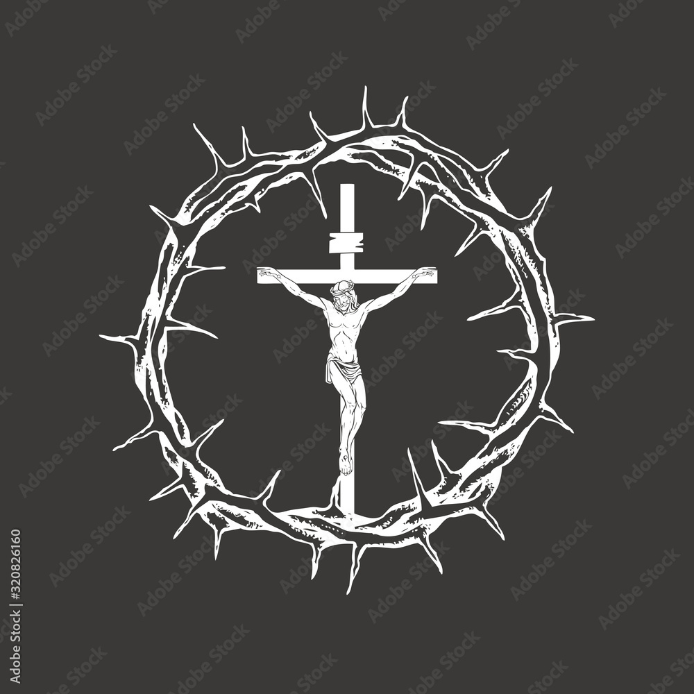 Poster Vector banner with a crucifix inside a crown of thorns – Wall Art | UkPosters