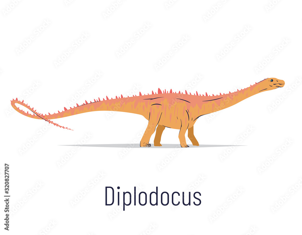 Diplodocus. Sauropodomorpha dinosaur. Colorful vector illustration of ...