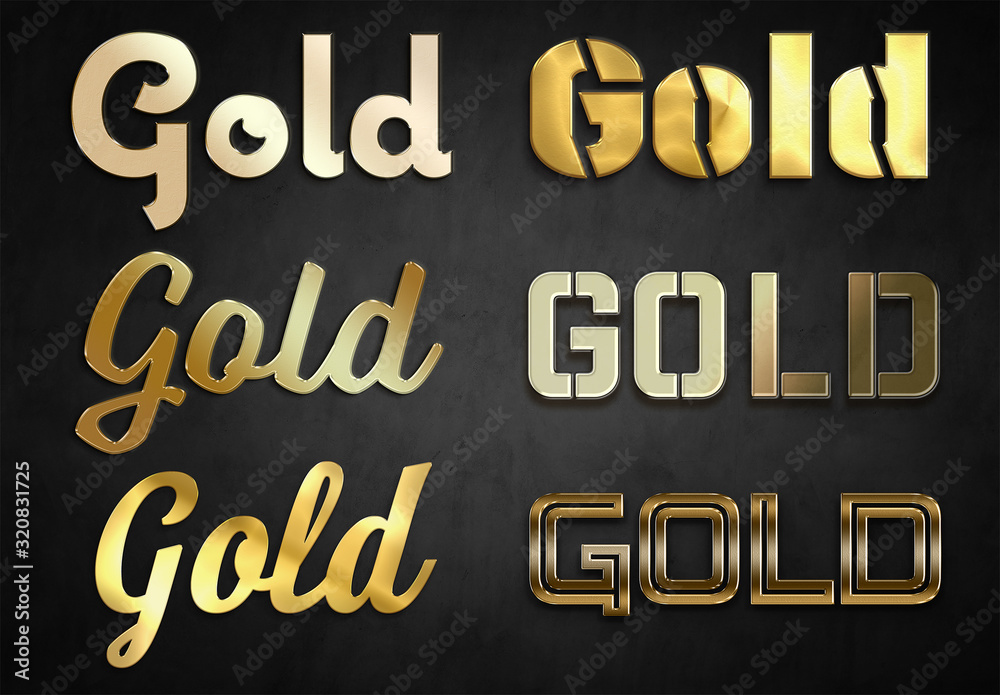 Gold Text Effect Mockup Collection Stock Template | Adobe Stock