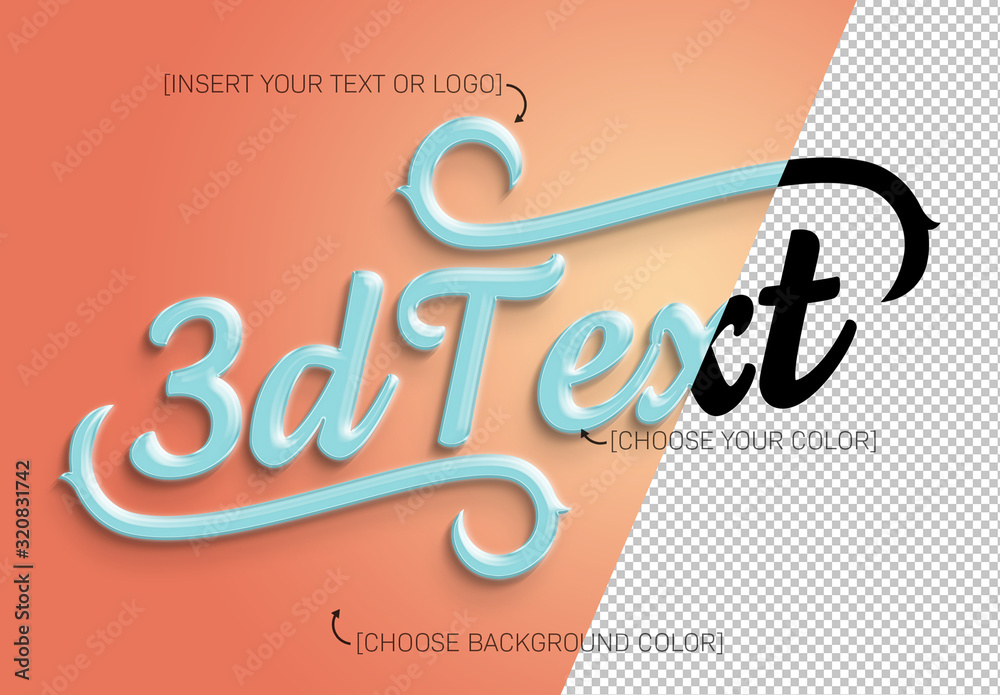 Colorful Glossy 3D Text Effect Mockup Stock Template | Adobe Stock
