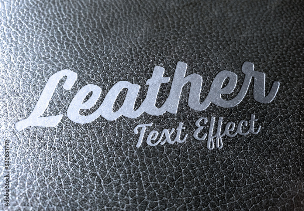 Metal Text Effect on Leather Mockup Stock Template | Adobe Stock