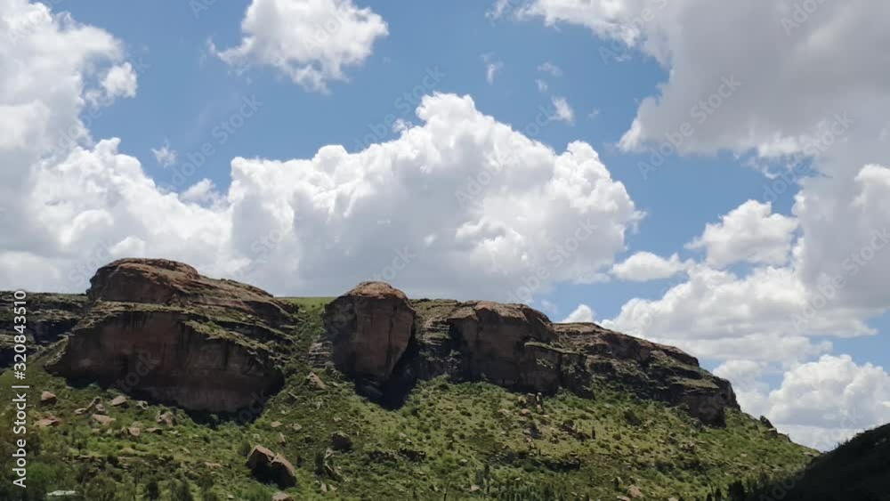 Moluti sandstone cliffs at the border of Lesotho in South Africa at the ...