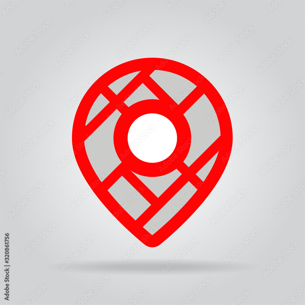 Pin with map icon. Location sign on plan. Scheme with street logo ...