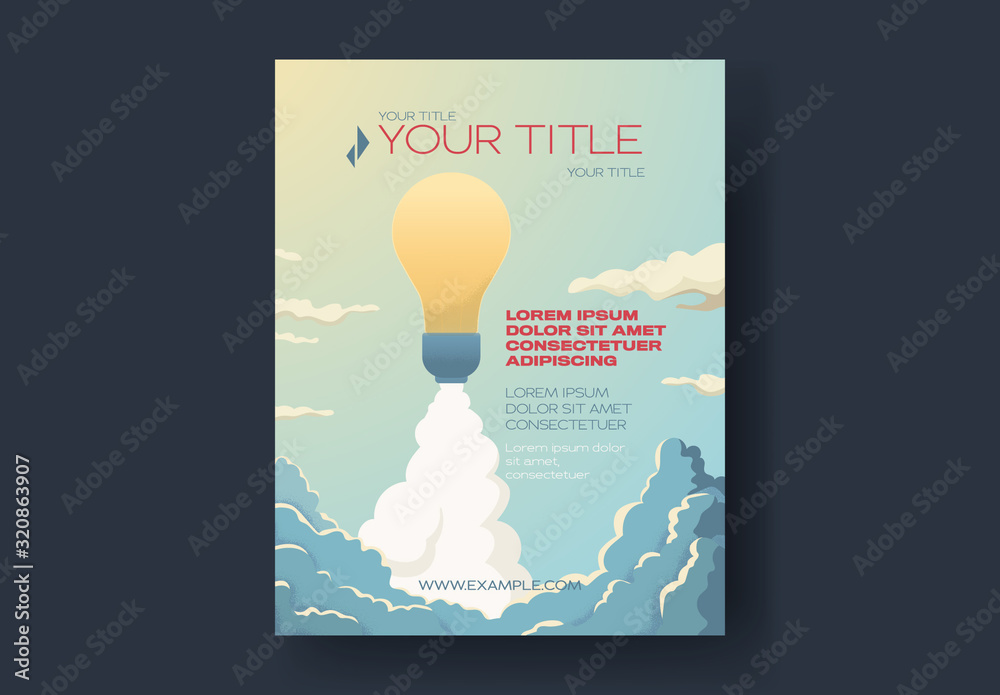 Event Flyer Layout with Lightbulb and Sky Illustrations Stock Template ...