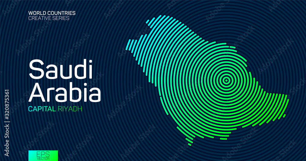 Abstract map of Saudi Arabia with circle lines Stock Vector | Adobe Stock