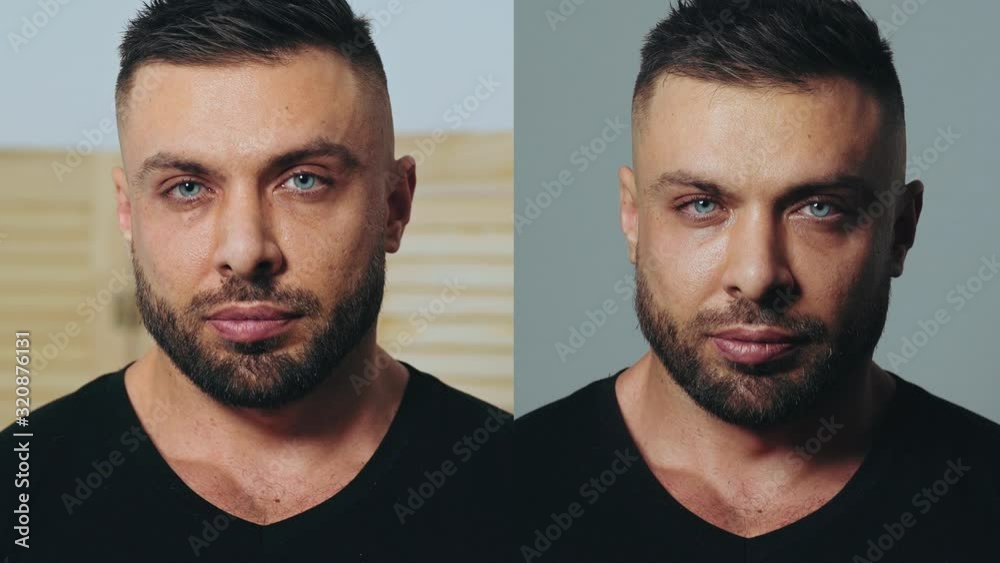 Professional procedure for lamination and Botox eyelashes for men. The ...