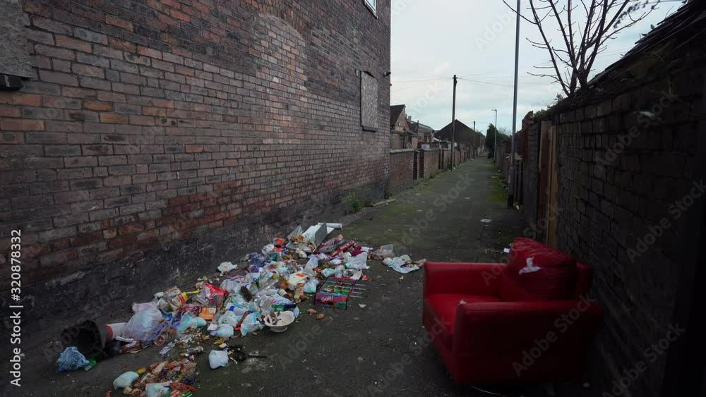 Back alley's of social housing in the poor area of Fenton, Stoke on ...