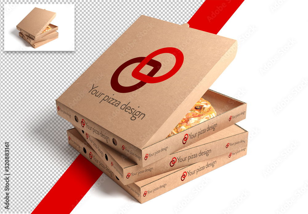 3 Stacked Pizza Boxes Mockup Stock Template | Adobe Stock
