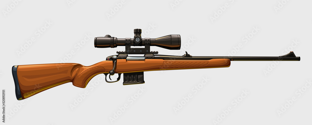 Plakát wooden sniper rifle side view – Obraz na Zeď | Posters.cz
