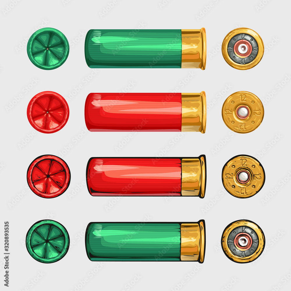 shiny shotgun shells on white Stock Vector | Adobe Stock