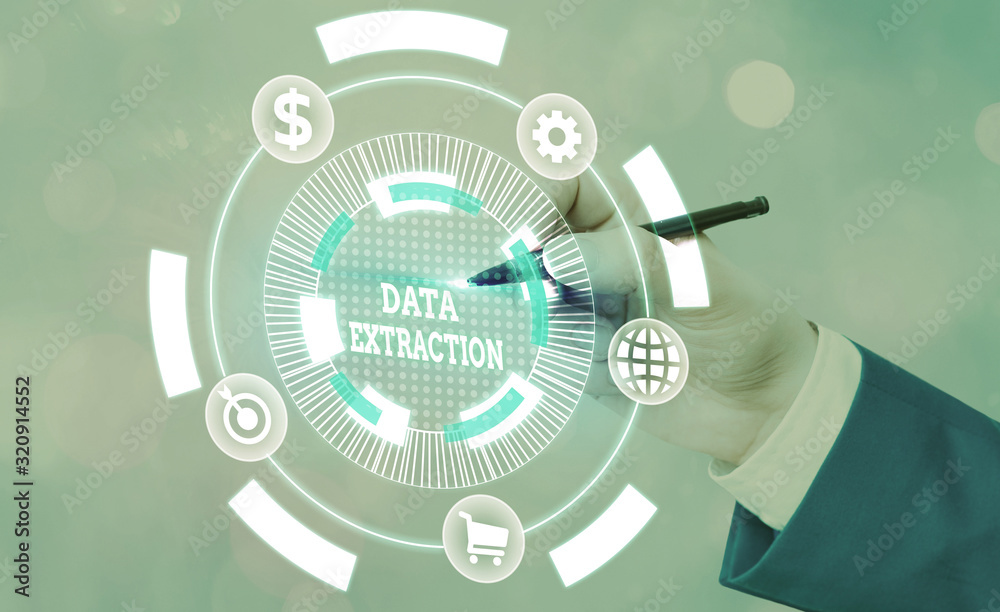 Word writing text Data Extraction. Business photo showcasing act or ...