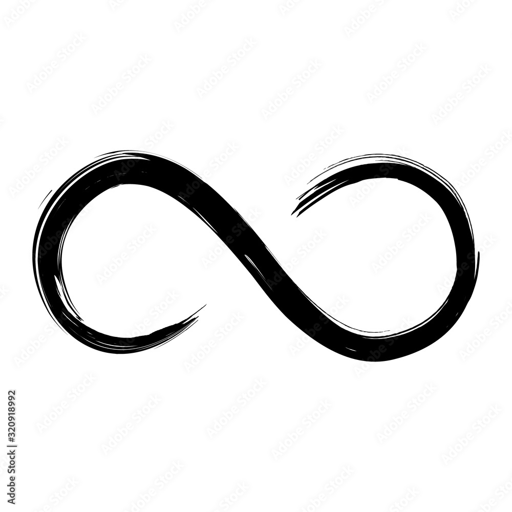 Grunge infinity symbol. Hand painted with black paint. Grunge brush ...