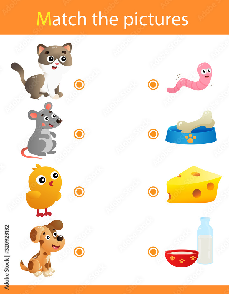 Matching game, education game for children. Puzzle for kids. Match the ...