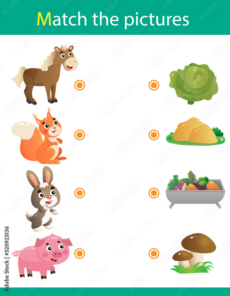 Matching game, education game for children. Puzzle for kids. Match the ...