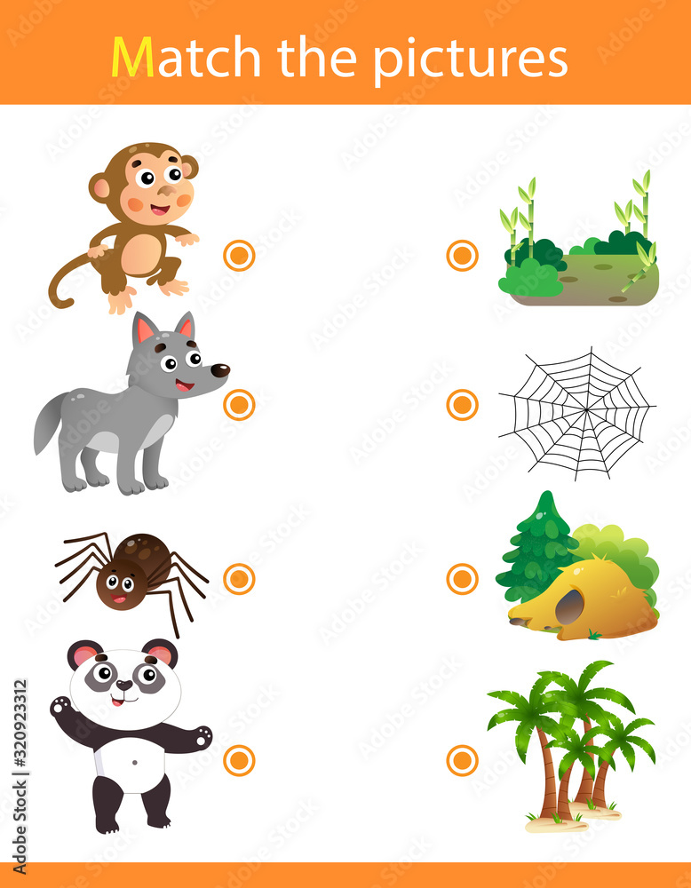 Matching game, education game for children. Puzzle for kids. Match the ...