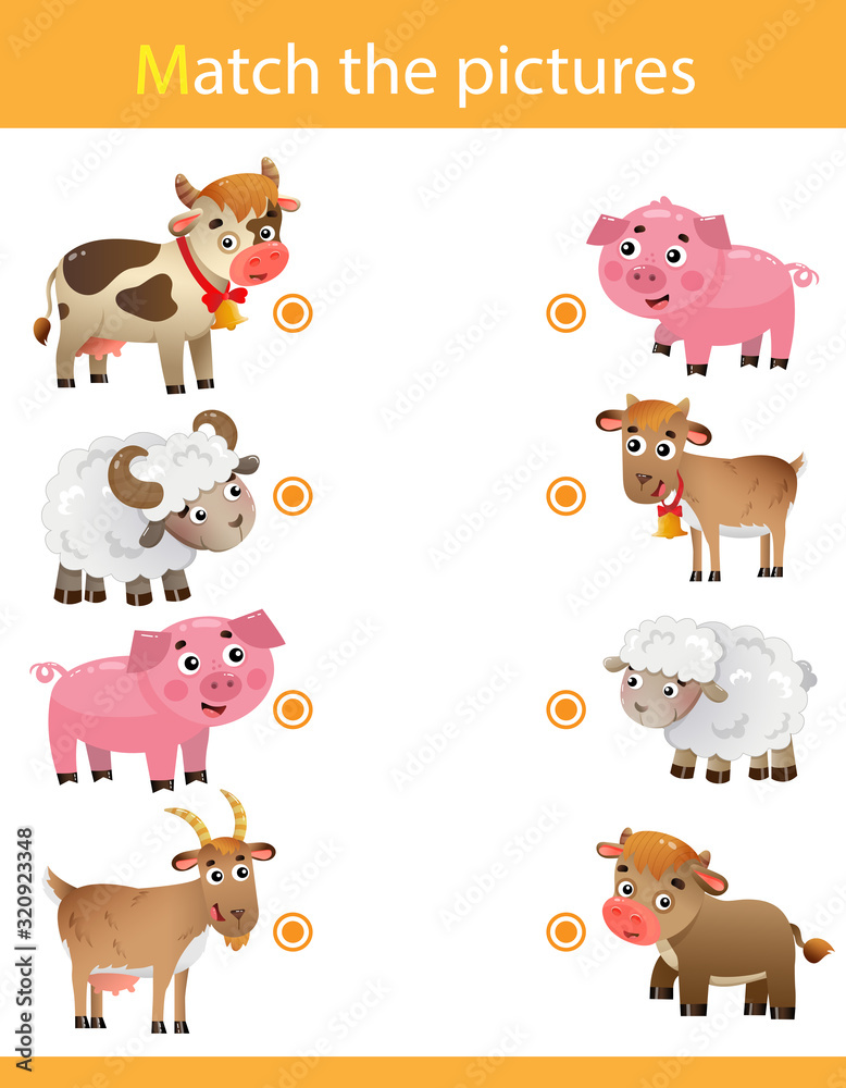 Matching game, education game for children. Puzzle for kids. Match the ...