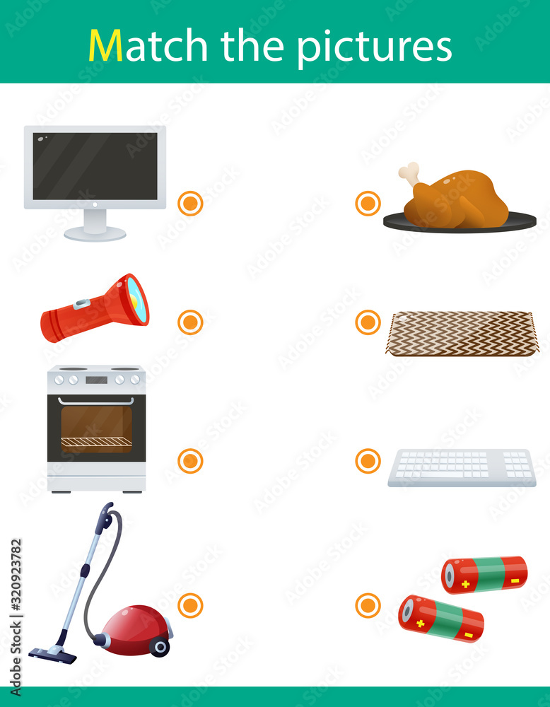 Matching game, education game for children. Puzzle for kids. Match the ...