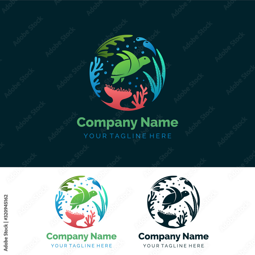 Under the sea logo in gradient colours for your company or your design ...