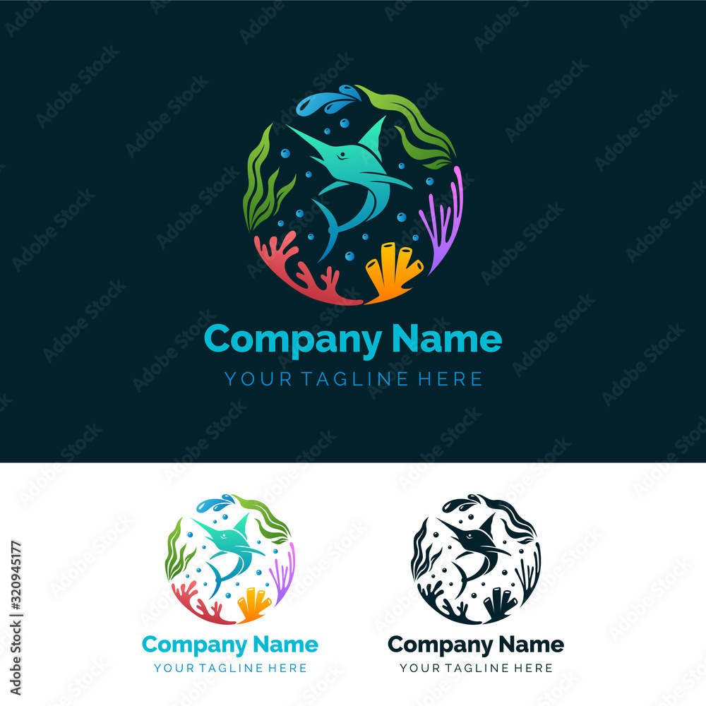 Under the sea logo in gradient colours for your company or your design ...