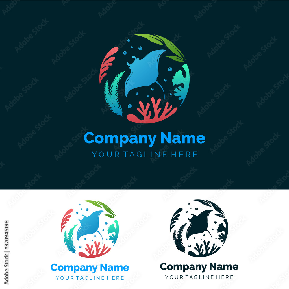 Under the sea logo in gradient colours for your company or your design ...