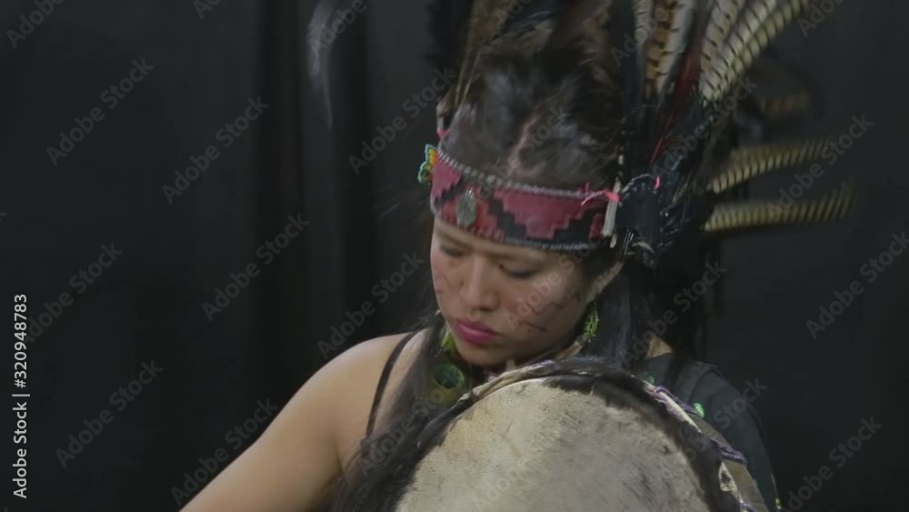 close up of young woman Teotihuacana, Xicalanca - Toltec in black ...